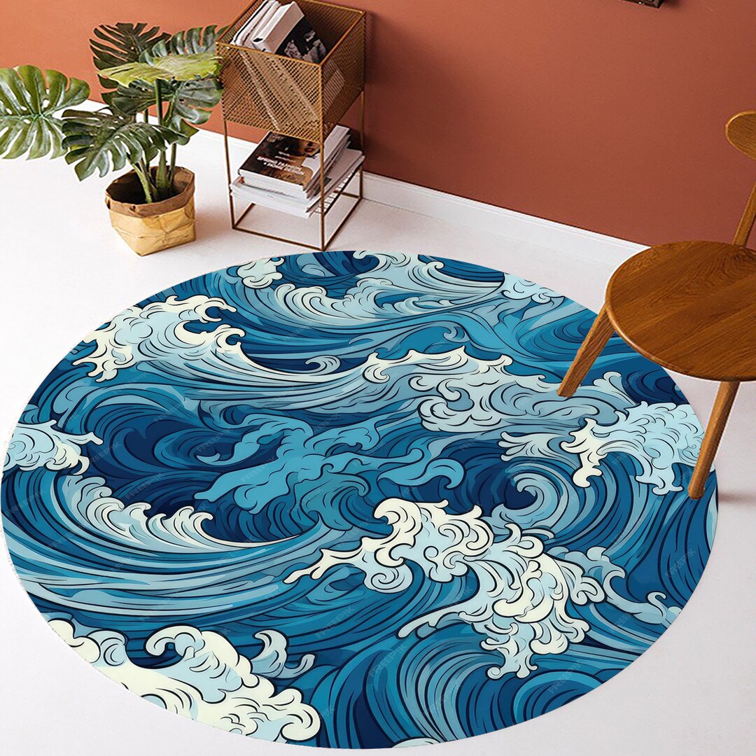 Ocean Wave Rug,sea Wave Rug,water Pattern Rug,summer Rug,round Rug,blue ...