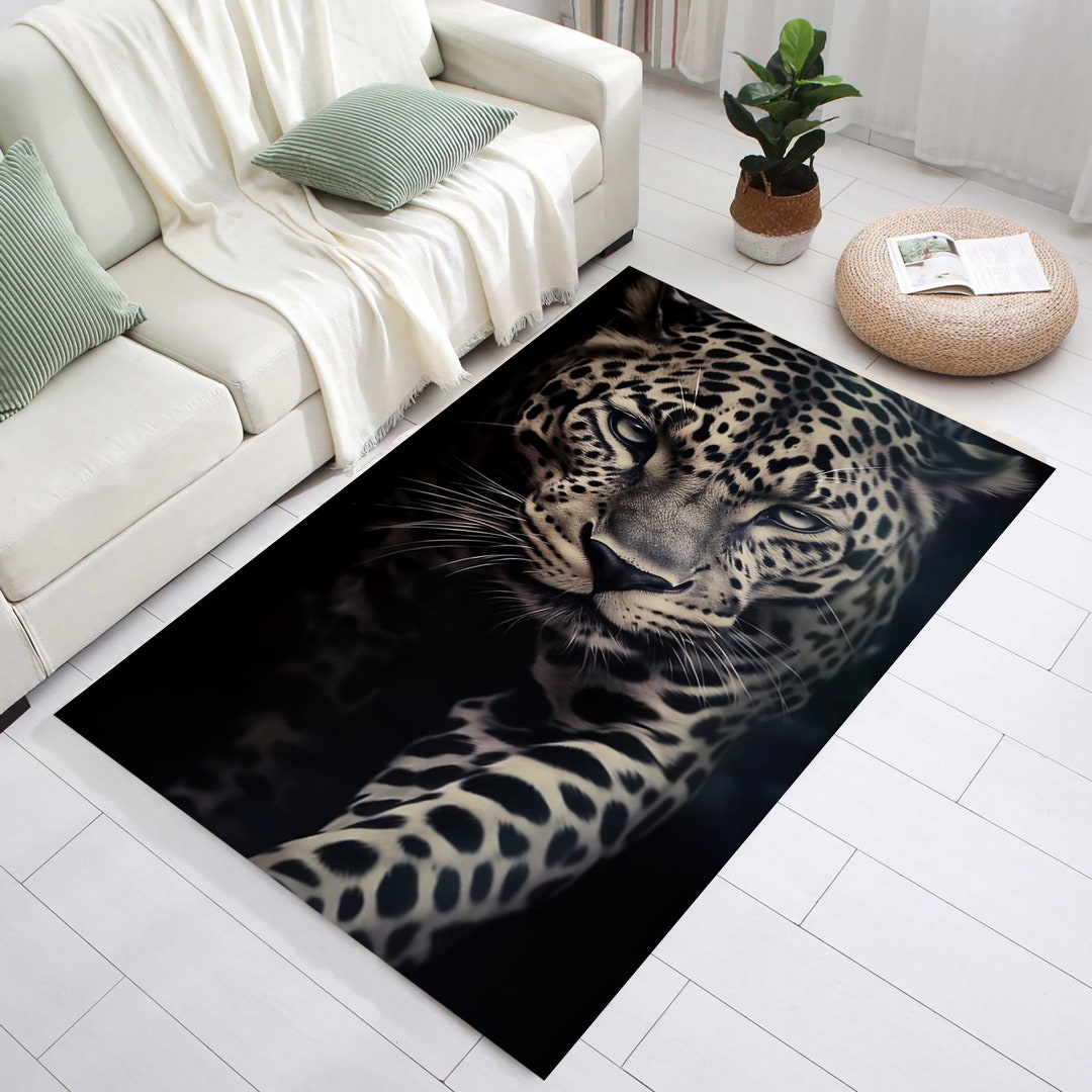 Leopard Rug,leopar Pattern Rug,leopard,black Rug,area Rug,living Room ...