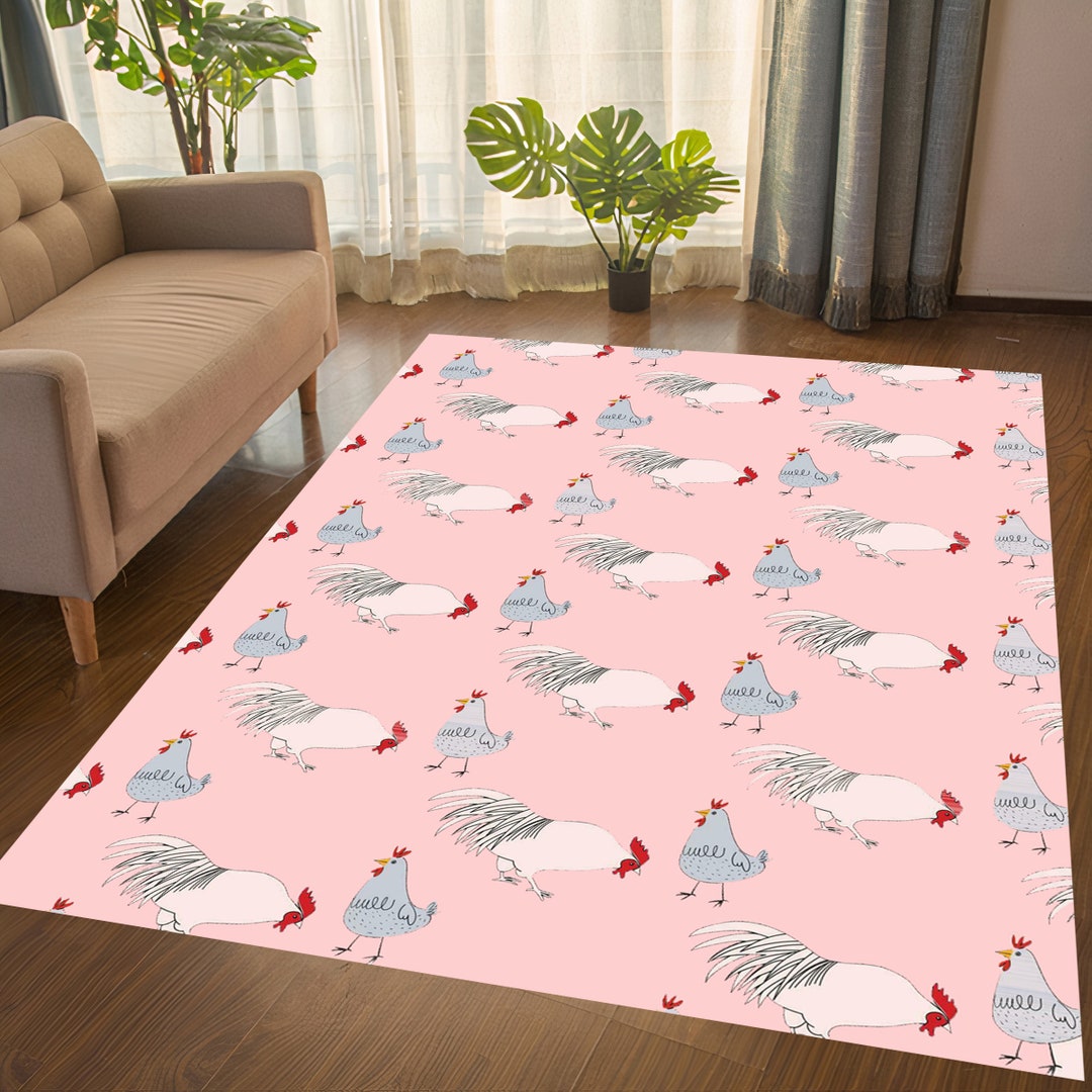 Rooster Rug,cook Area Rug,chickens Rug,drawing Chicken,kitchen Rug,cute ...