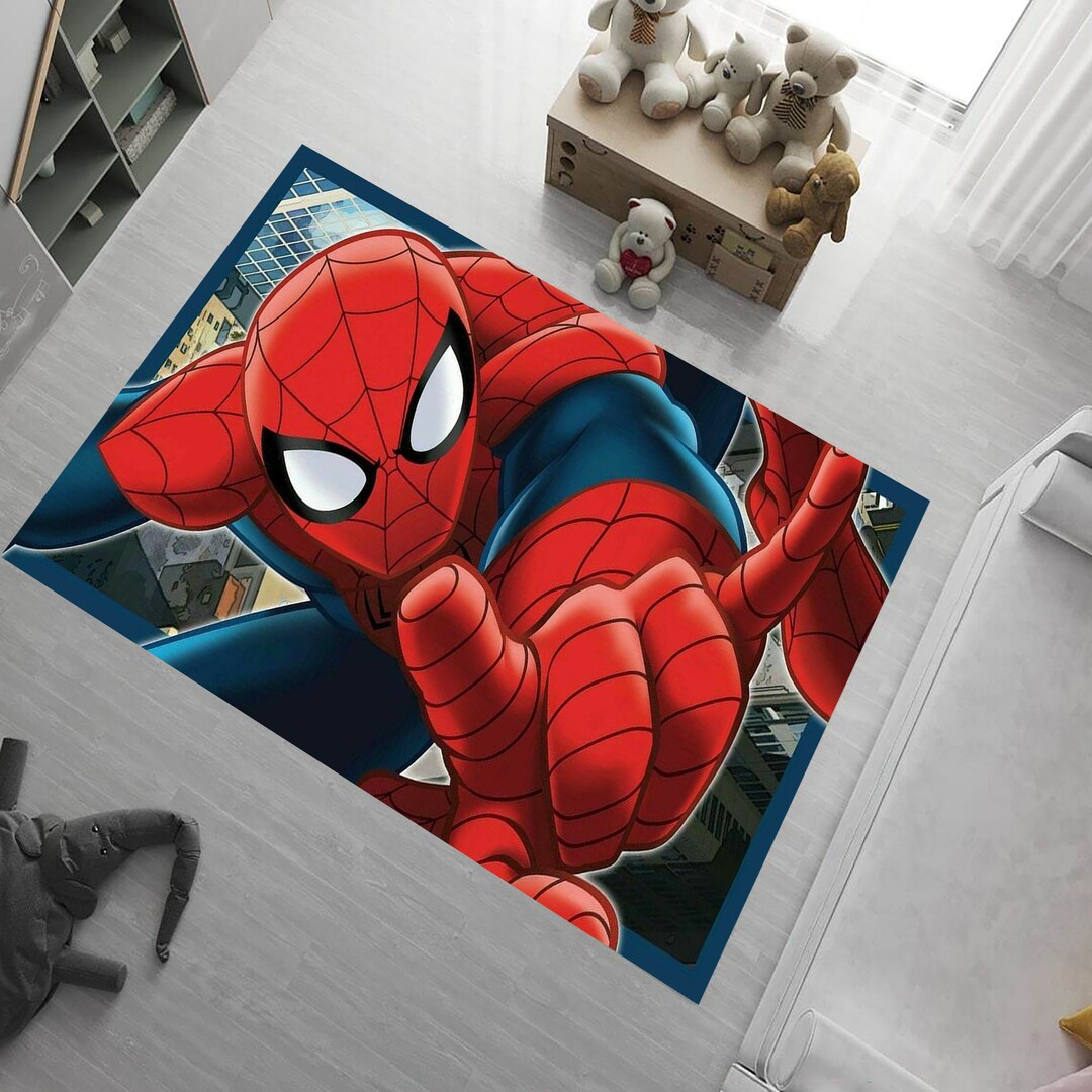 Spiderman Rug,spiderman Pattern Rug,kids Room Rug,boys Rug,red Rug,soft ...