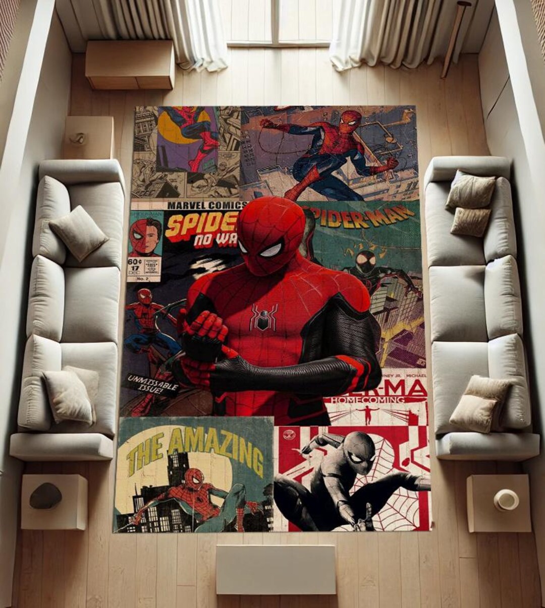 Spiderman Rug, Spiderman Rug, Magazine Cover Rug, Spiderman Comic Rug ...
