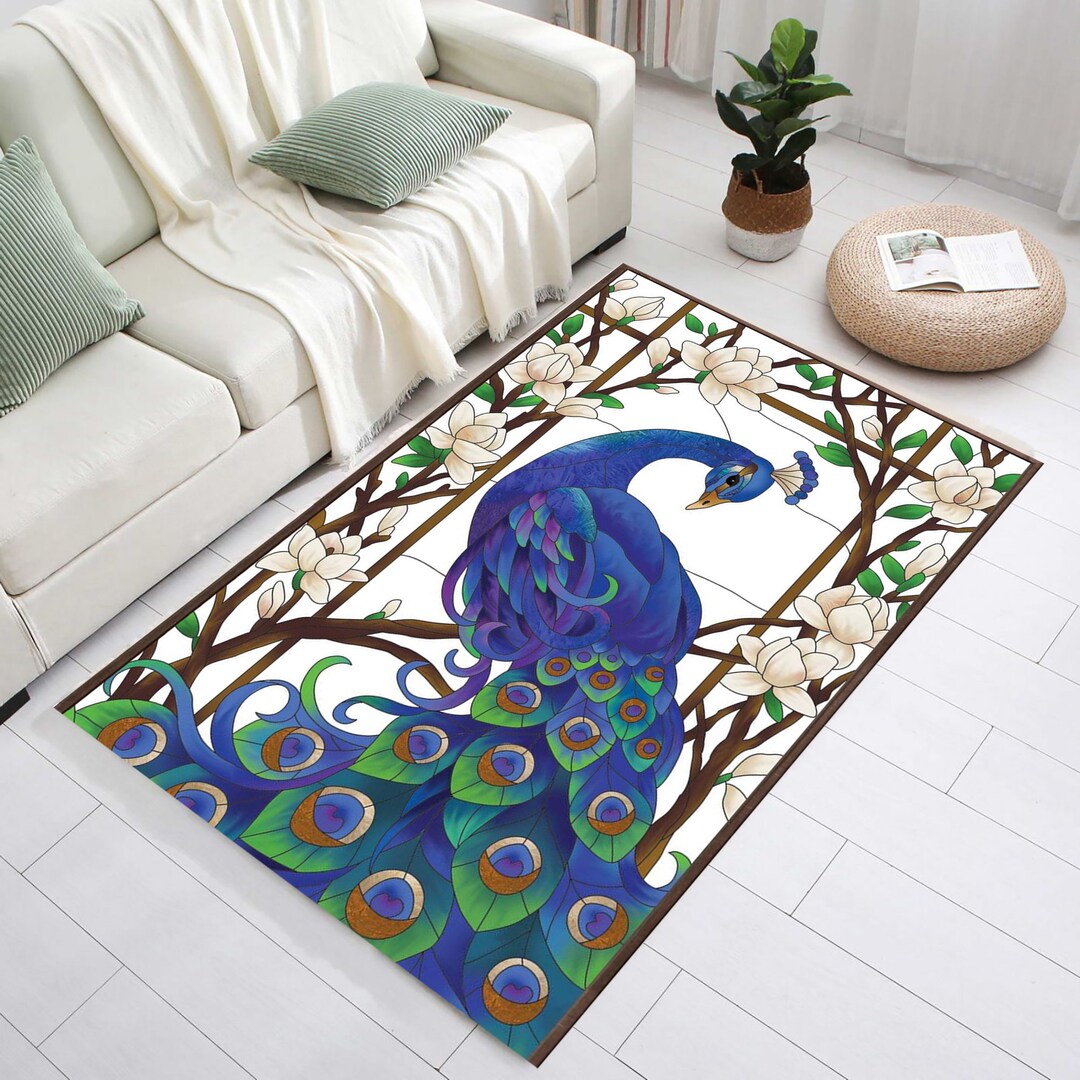 Peacock Pattern Rug, Colorful and Chic Rug,cute Rug,home Decor,new Year ...