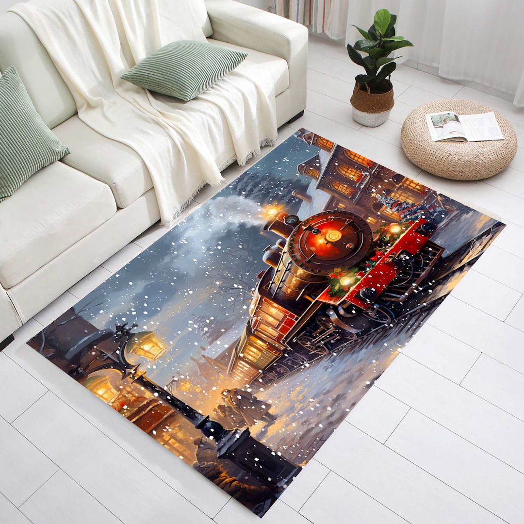 Winter Themed Rug,train Pattern Rug,coca Cola Train,fog Rugs,living ...