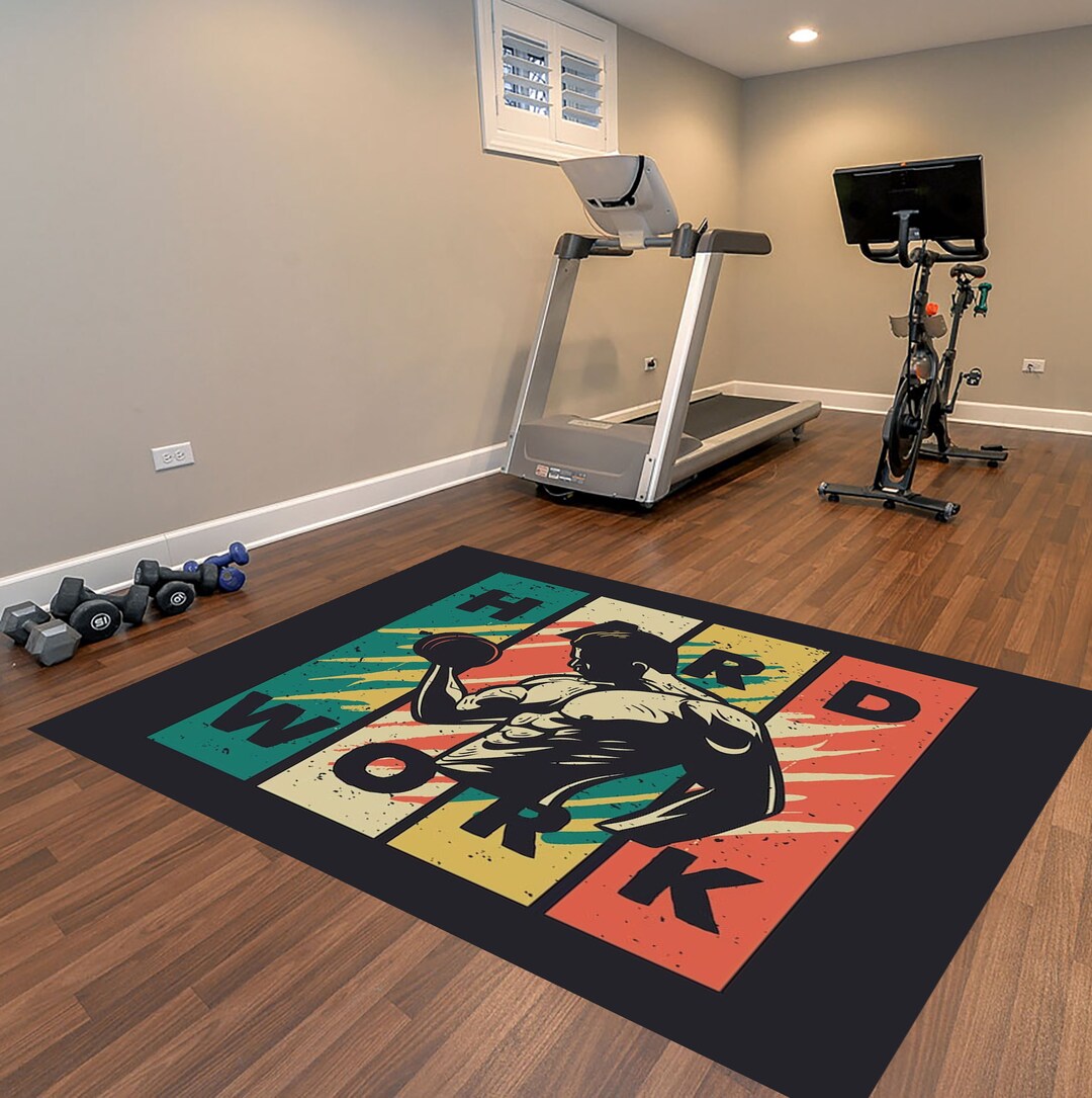 Gym Rugs,hard Work Written Rug,cardio,motivational Rugs,sports Room ...