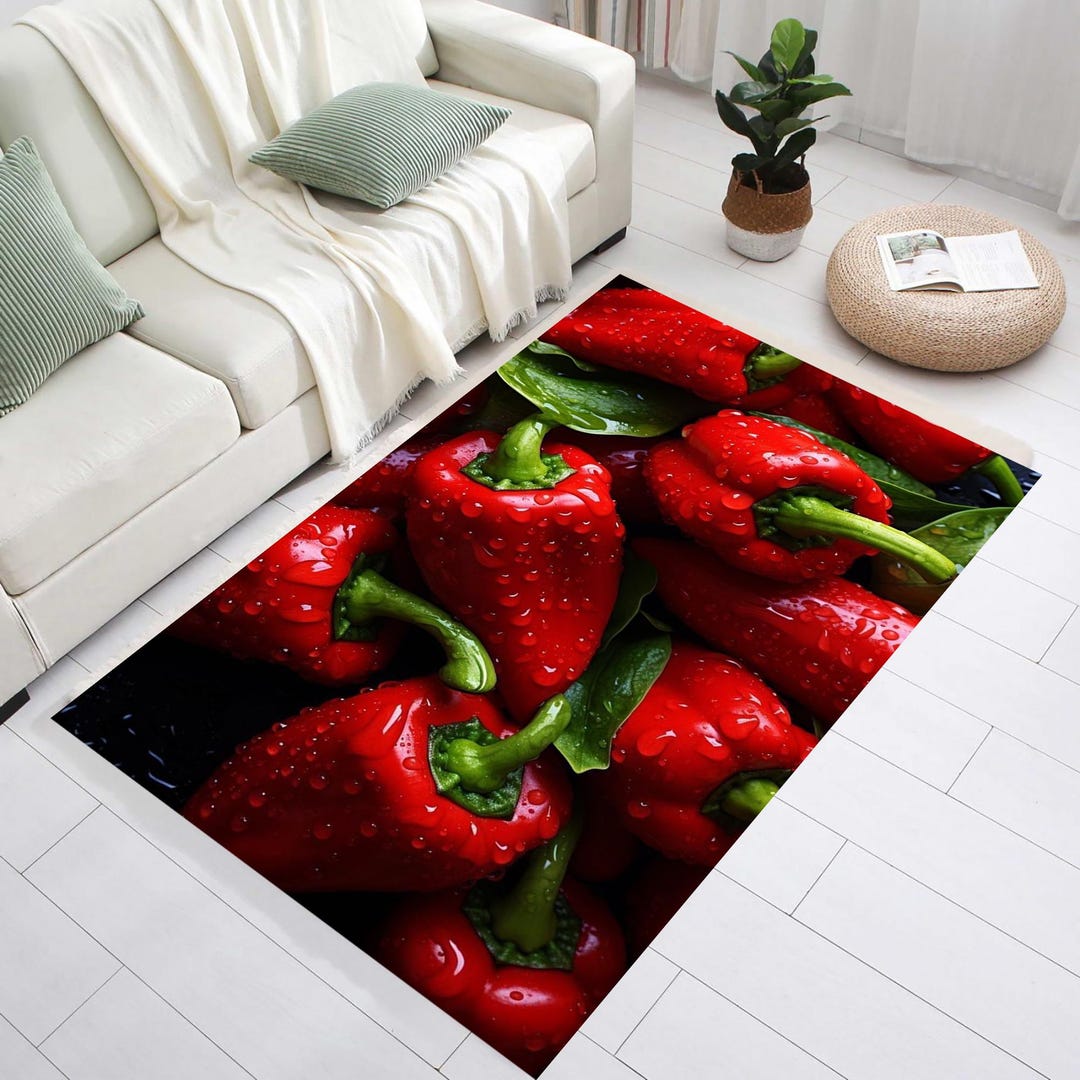 Cook Area Rug,hot Pepper Pattern Rug,pepper Rug, Red Rug,food Pattern ...