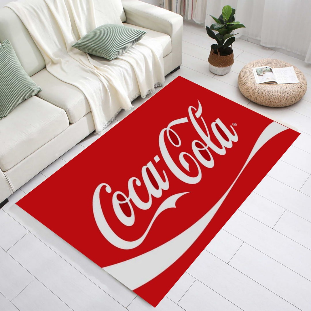 Coca-cola Pattern Rug: Kitchen Decor, Red Drink Rug - Etsy