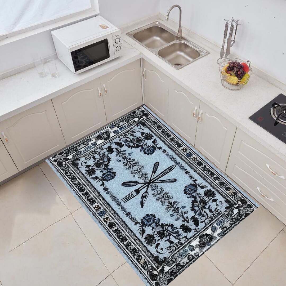 Cook Area Rug, Fork Pattern Rug, Knife Pattern Rug, Kitchen Rug ...