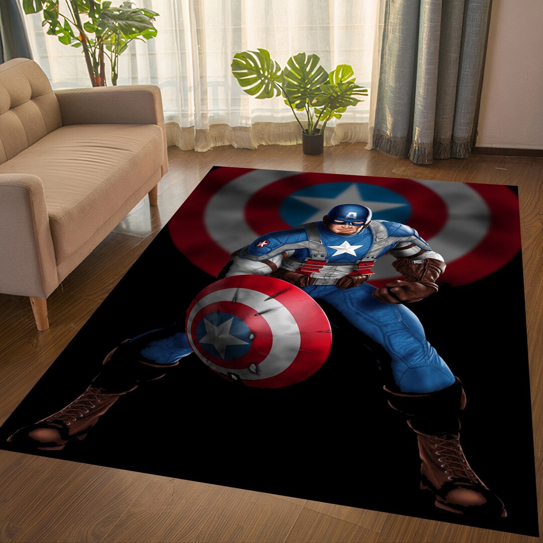 Captain America Rug,warrior Pattern Rugsuperhero Rug,cartoon Character ...