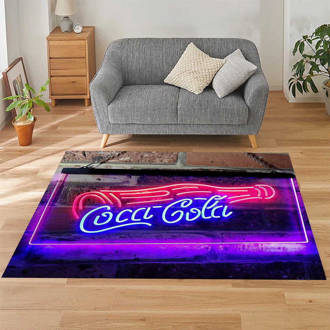 Coca Cola Rugcocacola Pattern Rugkitchen Rugarea Rugred - Etsy