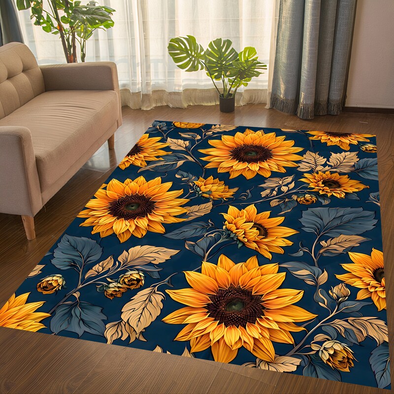 Sunflower Floral Rug - Etsy