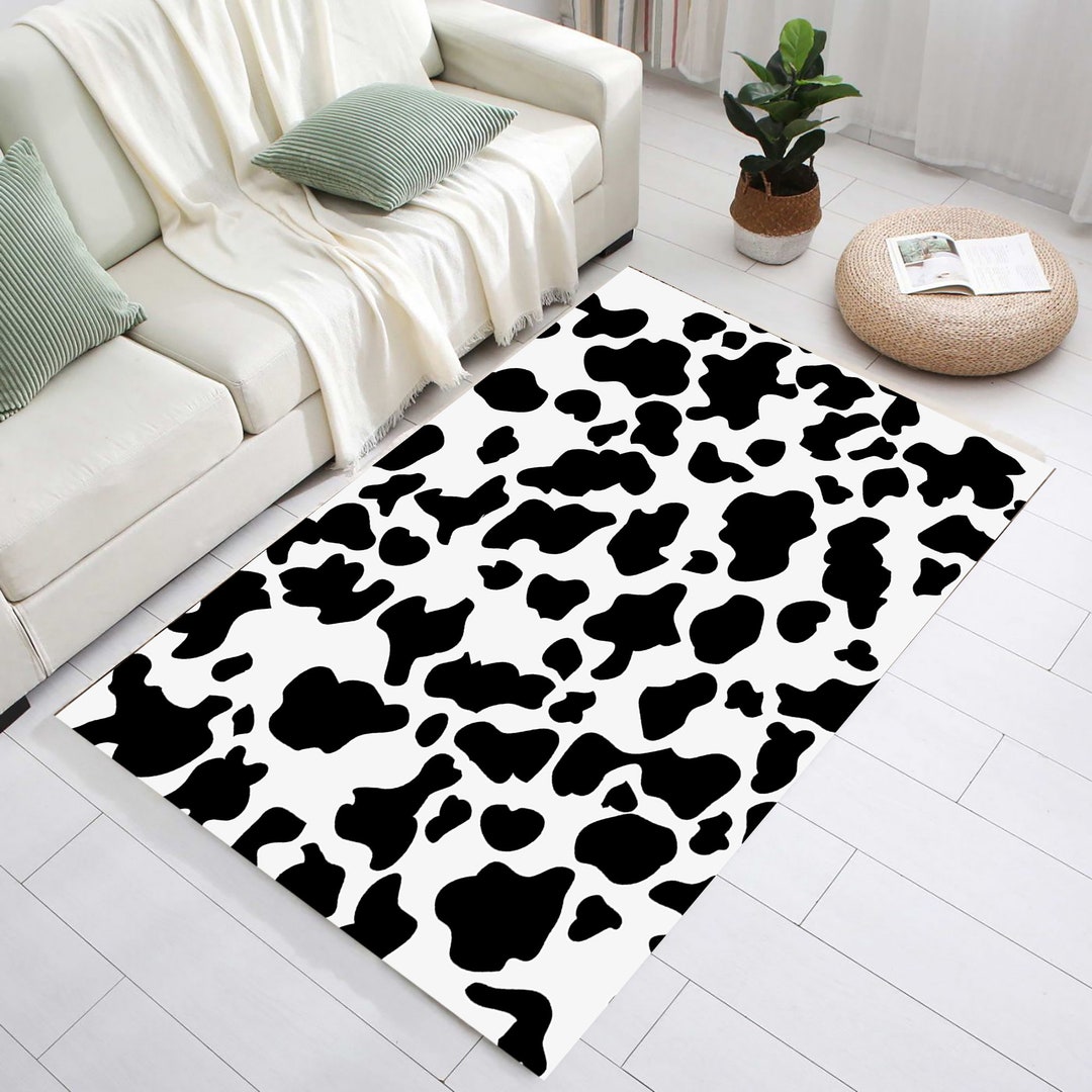 Cow Patterned Rugs,black Rug,white Pattern Rug,kids Room Rug,kitchen ...