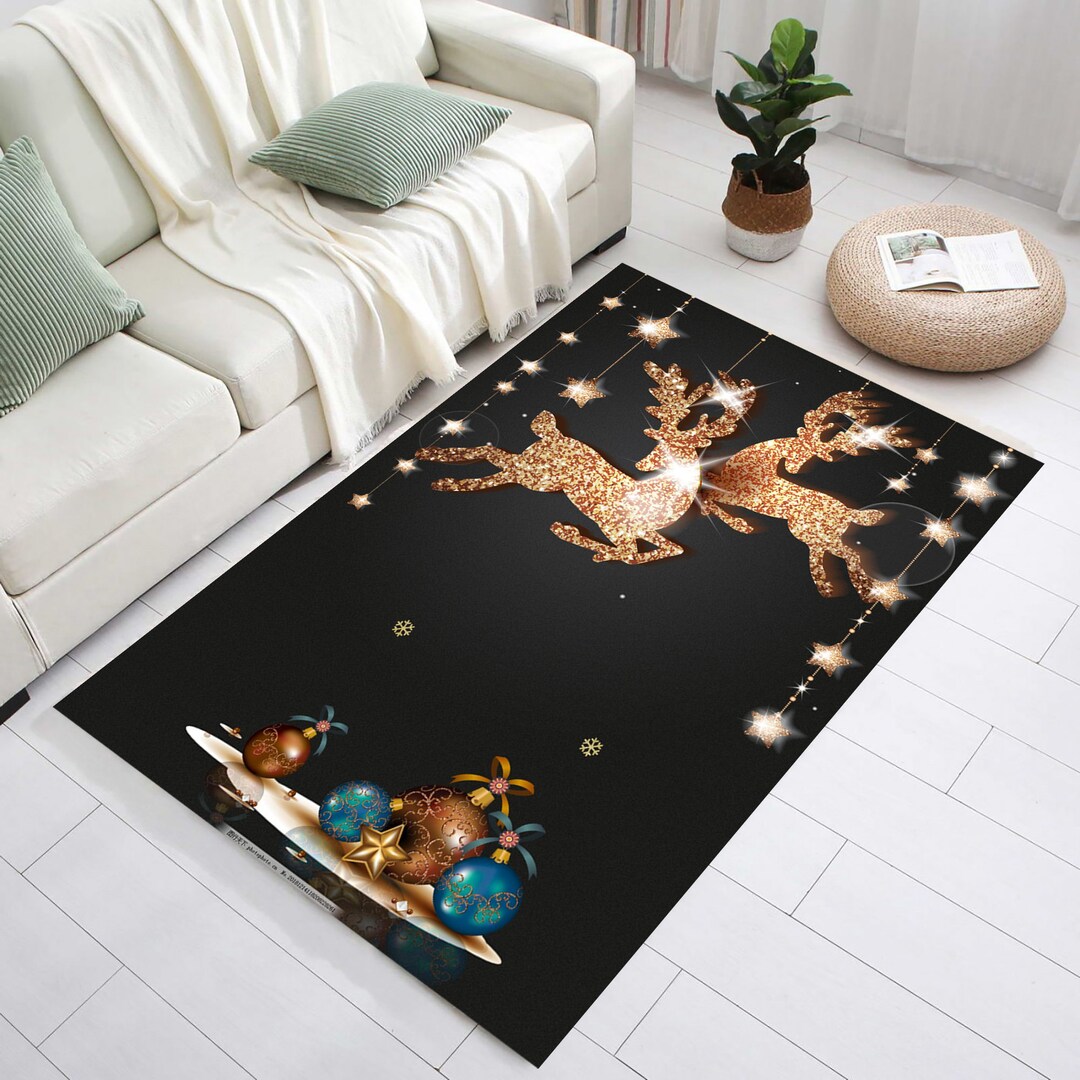 Deer Pattern Rug,star Pattern Rug,snowflakes Pattern Rug,winter Themed ...