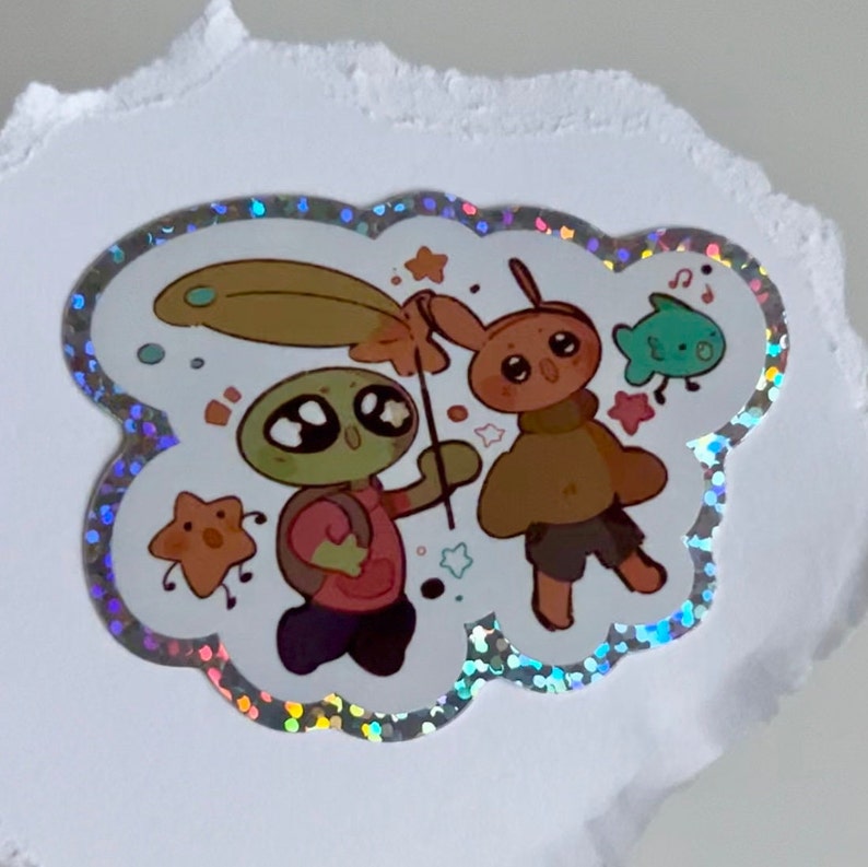 Bunny & Alien Pals on a Stroll Sticker - Etsy