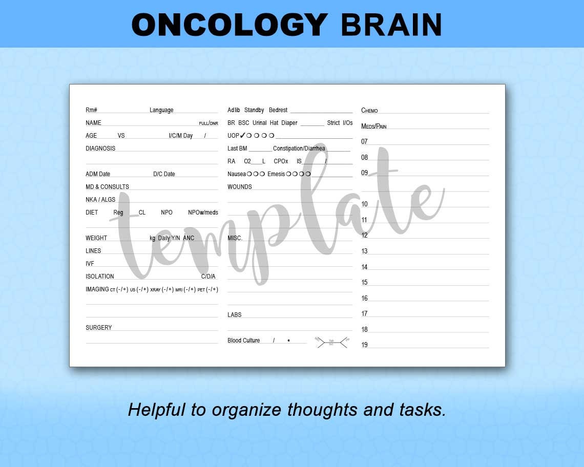 Oncology Med Surg Nursing Brain Template, 2 Patients, Day Shift & Night Shift, Digital PDF - Etsy