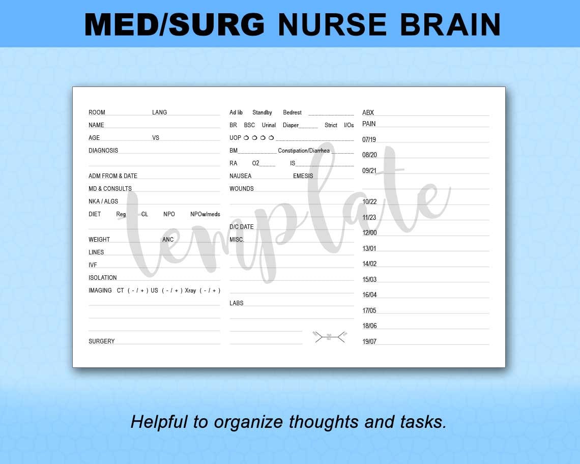 Med Surg Nurse Brain Report Template, Medical Surgical Nurse Brain ...