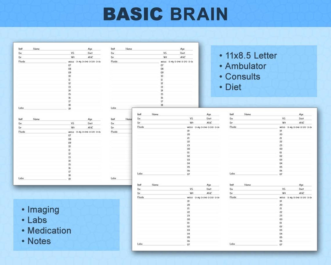 Basic Nursing Brain, Report Sheet, Medical Surgical, Multiple Patients ...