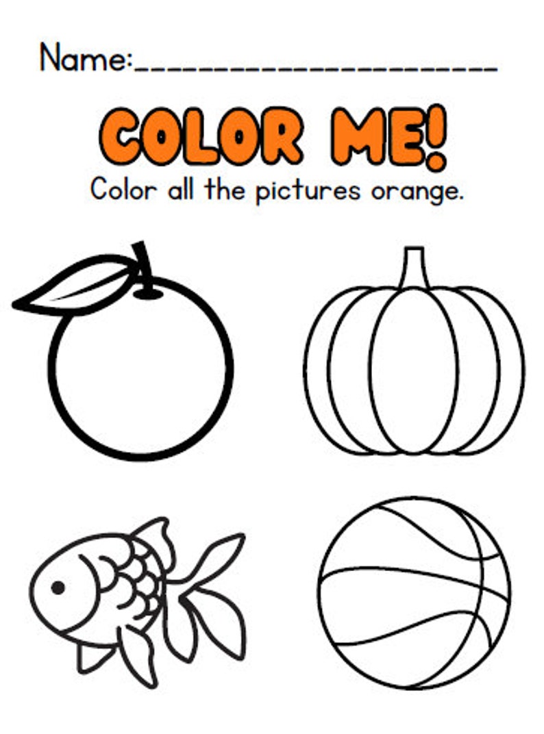 Color Me Worksheets for Kids - Digital Download - Etsy