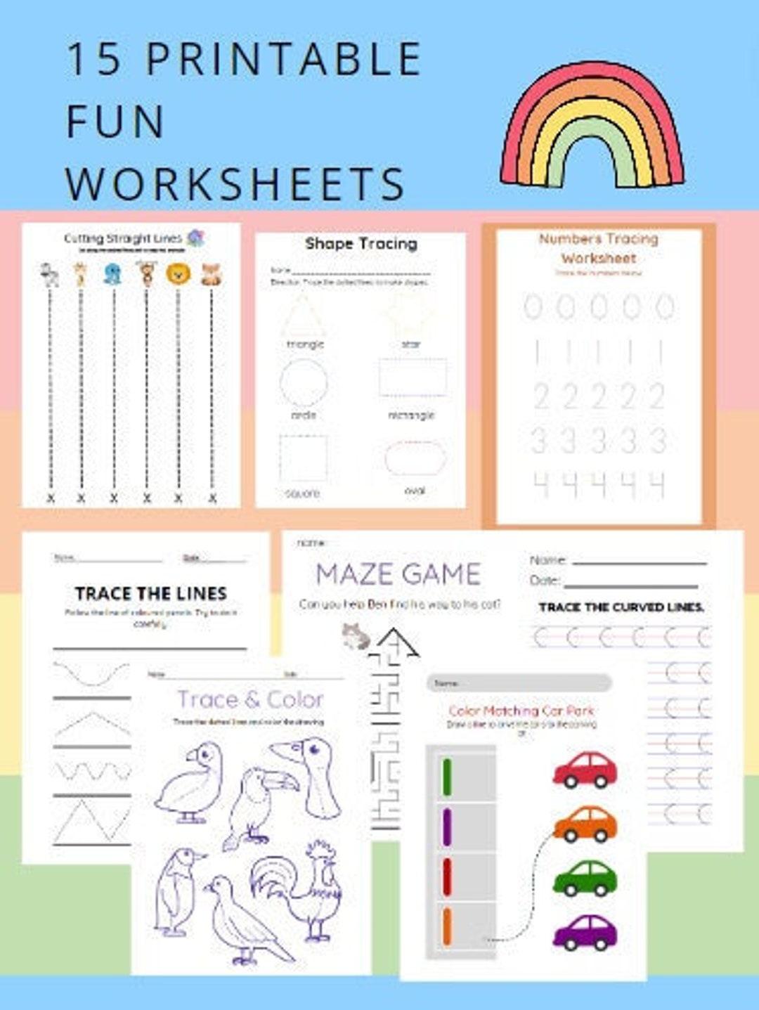 Printable Children's Educational Worksheets Pack - 15 Fun Activities ...