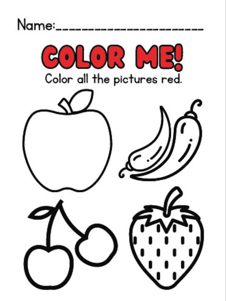 Color Me Worksheets for Kids - Digital Download - Etsy