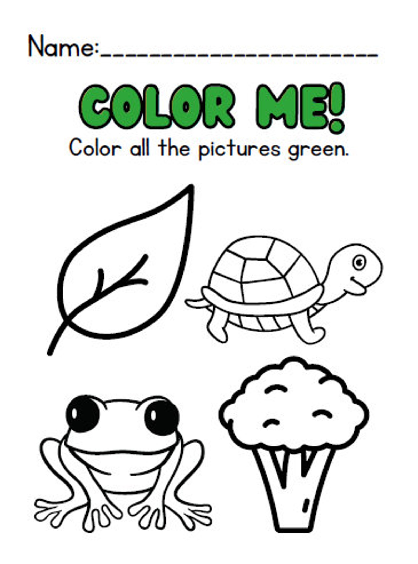 Color Me Worksheets for Kids - Digital Download - Etsy