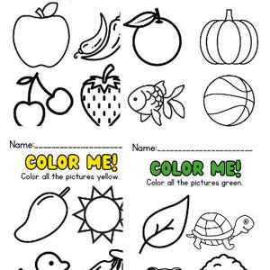 Color Me Worksheets for Kids - Digital Download - Etsy