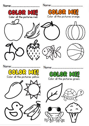 Color Me Worksheets for Kids - Digital Download - Etsy