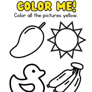Color Me Worksheets for Kids - Digital Download - Etsy
