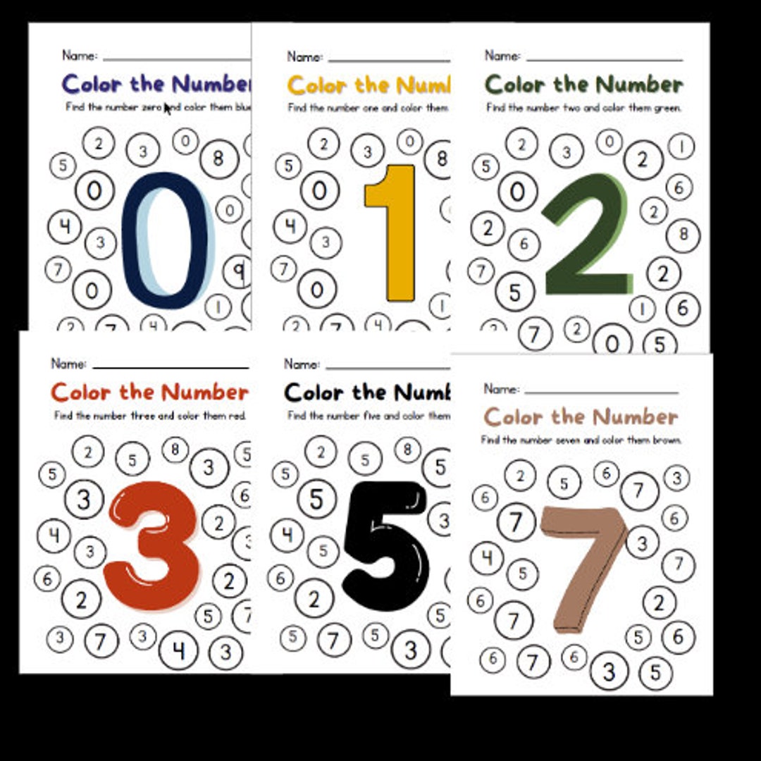 Numbers Coloring Worksheets - 0 to 8 Matching Fun - Etsy