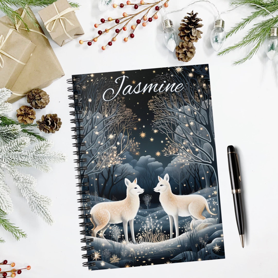 Personalized Spiral Notebook, Spiral Journal, Winters Night Journal ...