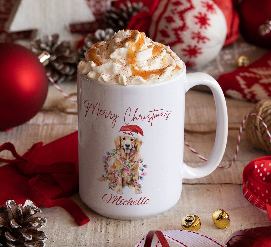 Personalized Golden Retriever Christmas Mug, Funny Mug, Christmas Gift ...