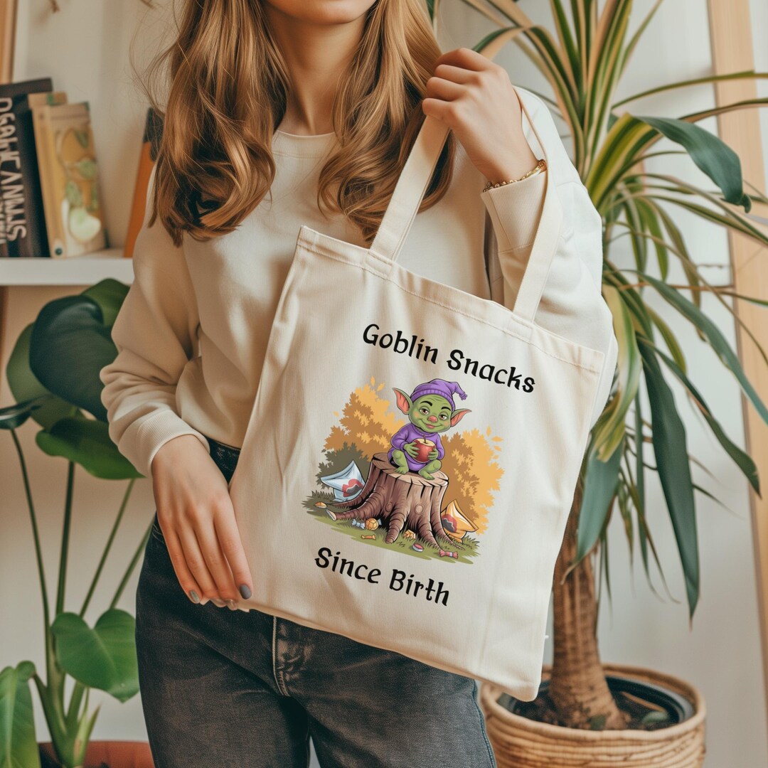 Funny Goblin Canvas Tote Bag, Cute Goblincore Bag, Quirky Creature Eco ...