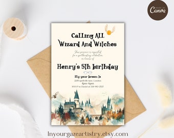 Editable Wizards Witches Birthday Invitation Magical Birthday Invite ...
