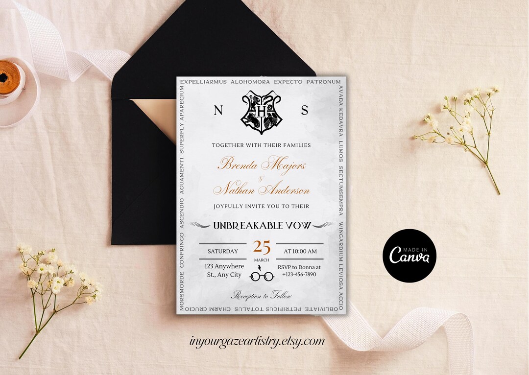 Minimalist Wizard Wedding Invitation, Magical Invitation, Wedding ...