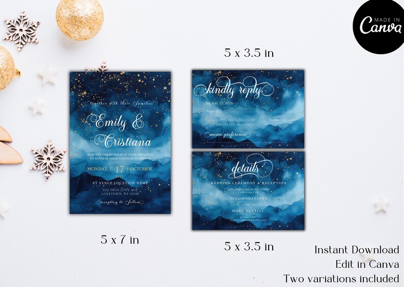 Magical Starry Night Wedding Invitation Template, Celestial Wedding Invitation, Star Wars ...