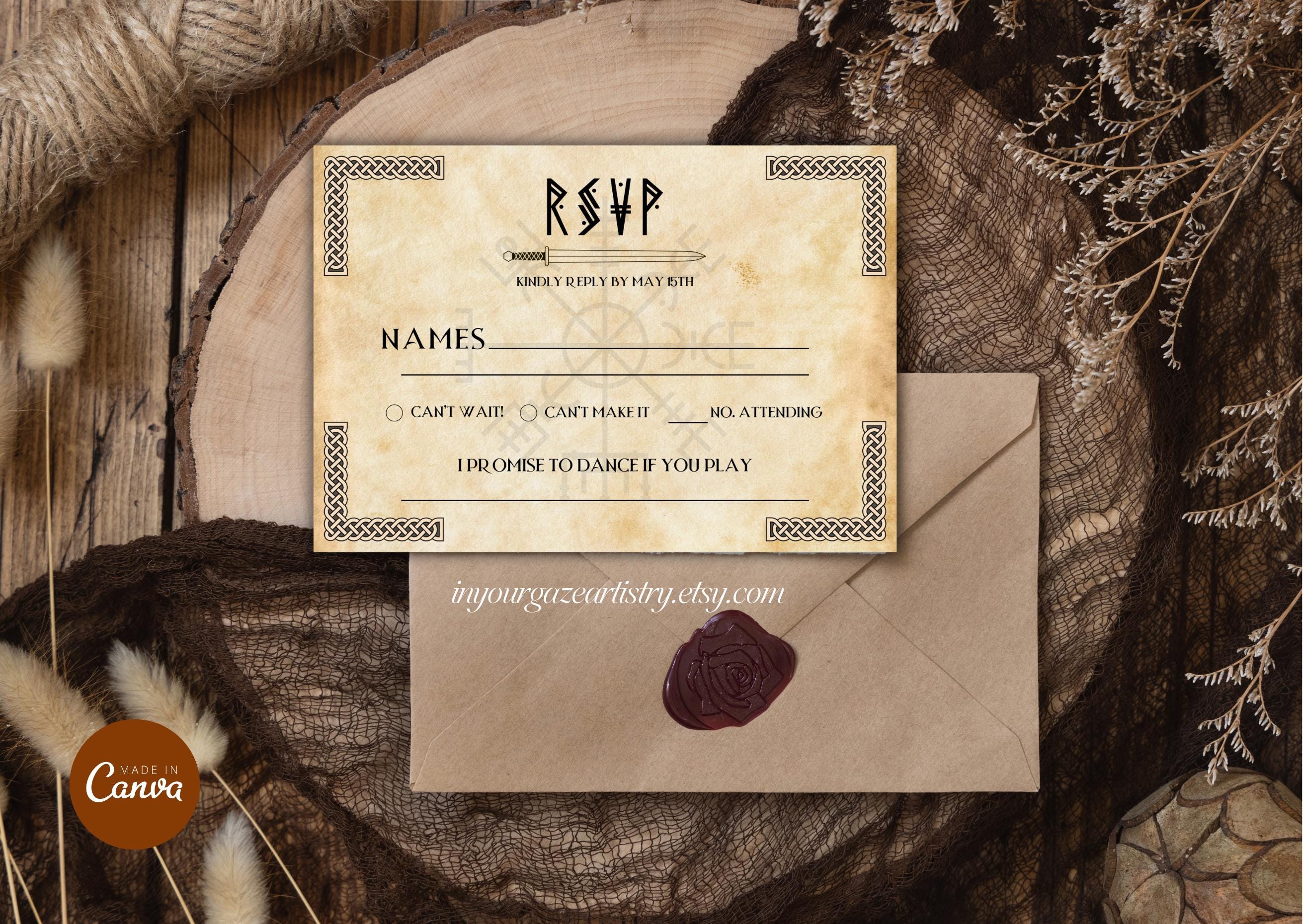Norse Viking Wedding Invitation Set, Viking Invitation, Details and ...