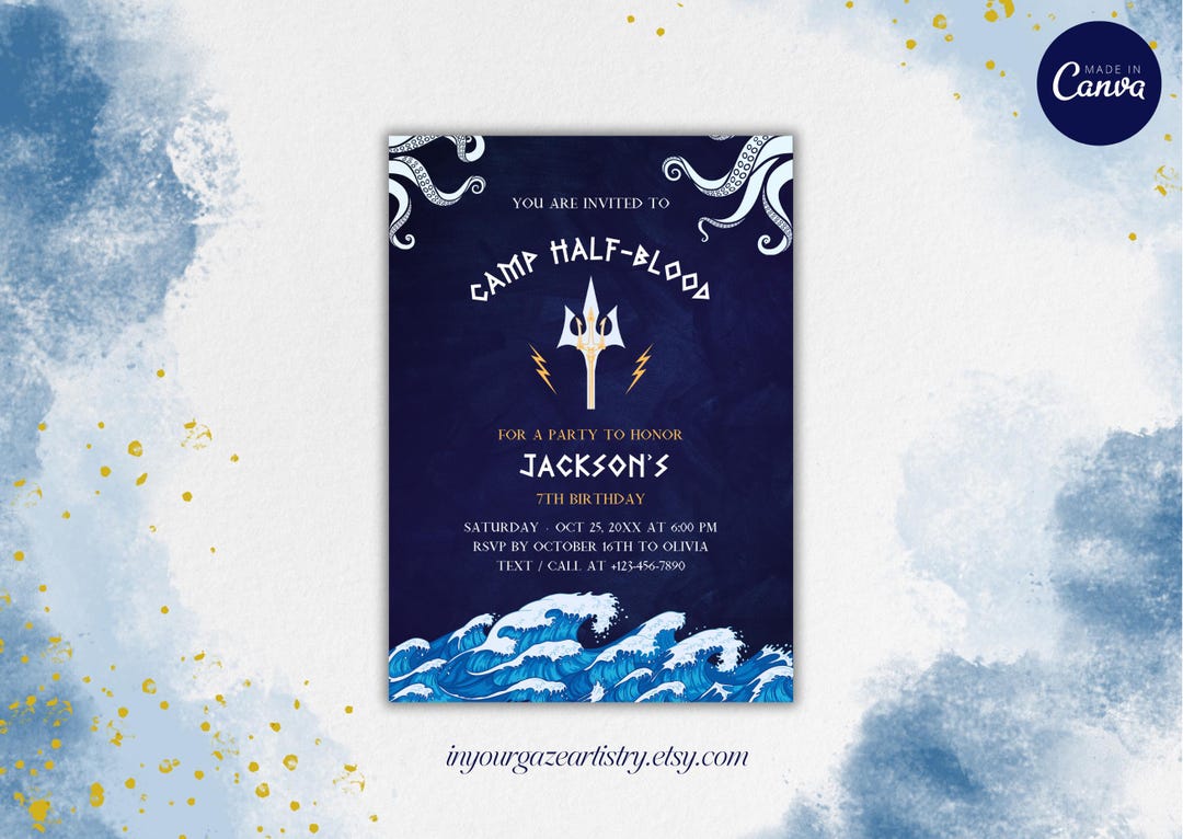 Percy Jackson Camp Half-blood Inspired Birthday Invitation | Nautical ...