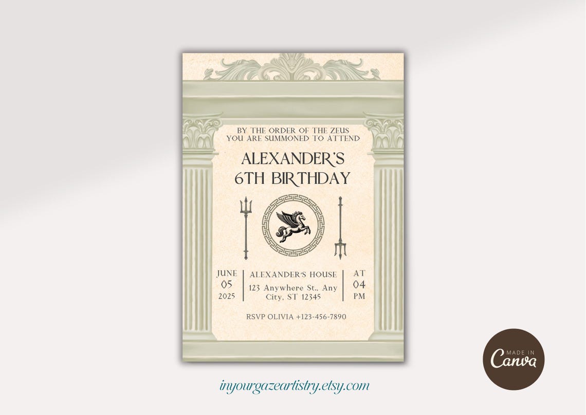Vintage Percy Jackson Camp Half-blood Inspired Birthday Invitation ...