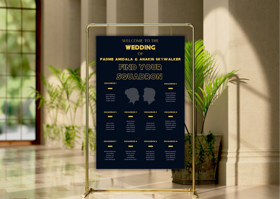 Star Wars Wedding, Star Wars Seating Chart Template, Alphabetical ...