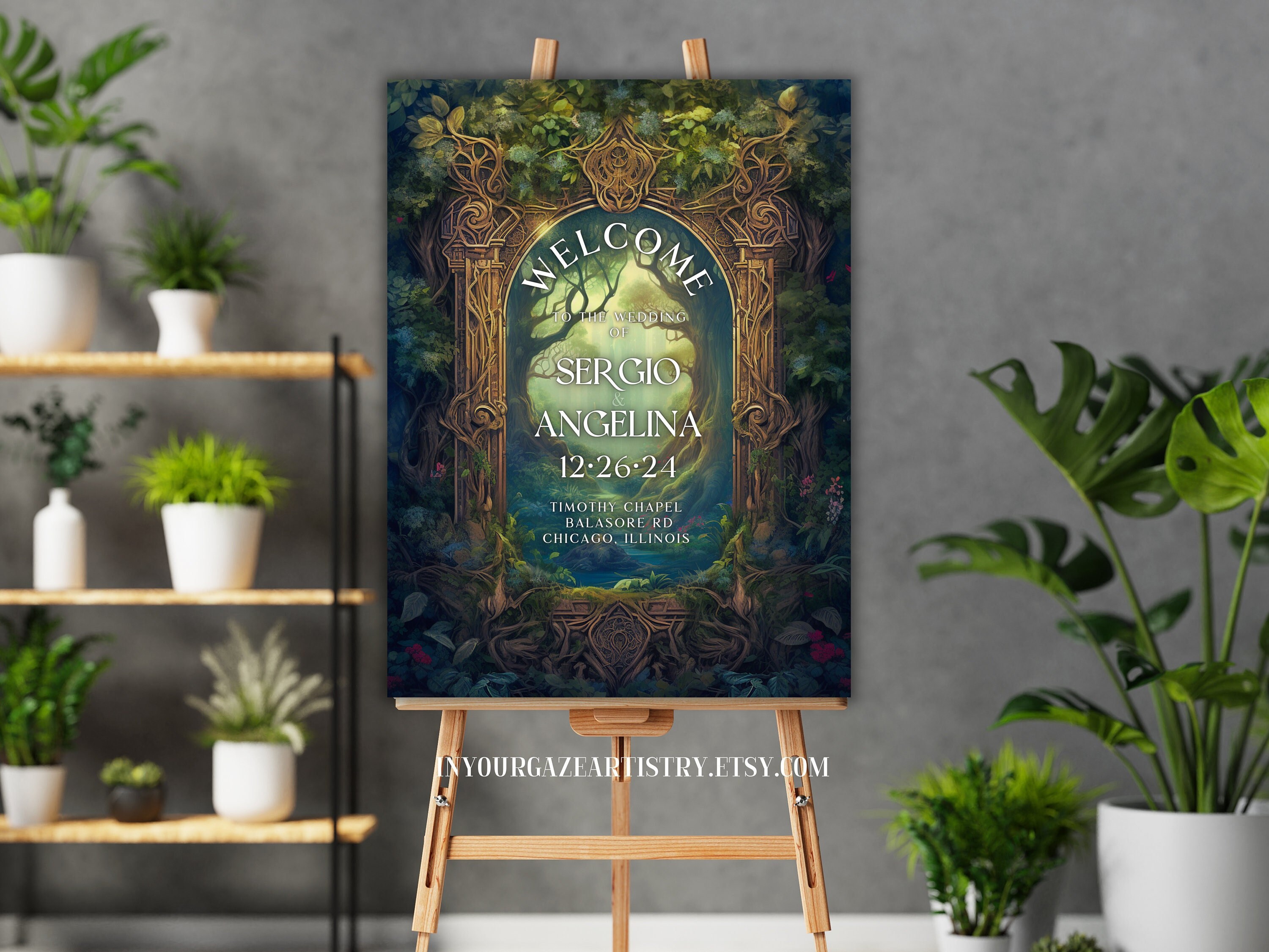LOTR Inspired Wedding Welcome Sign Template, Fantasy Art Nouveau ...
