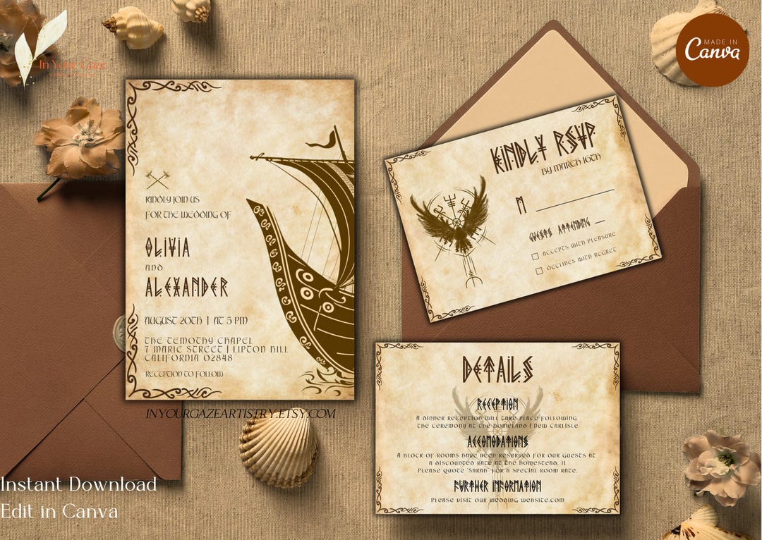 Norse Ravens Wedding Invite - Viking Wedding Invitation Template ...