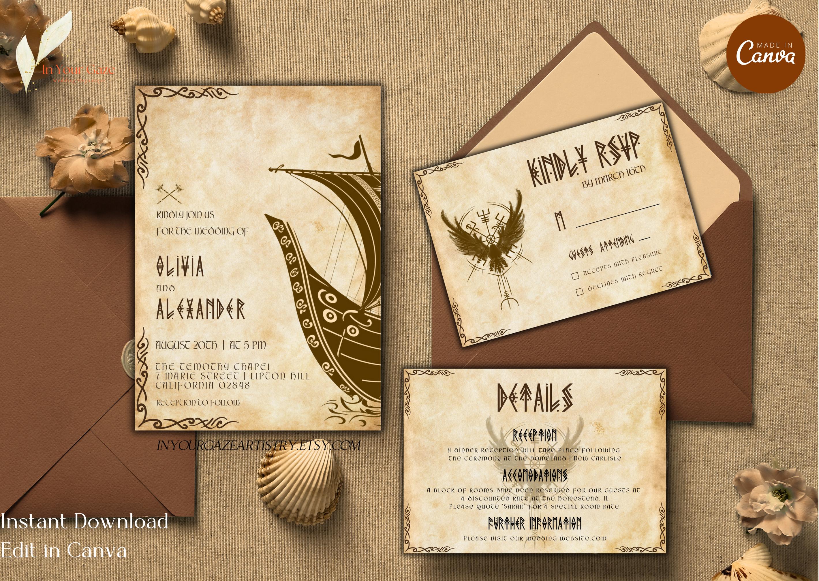 Norse Ravens Wedding Invite - Viking Wedding Invitation Template ...