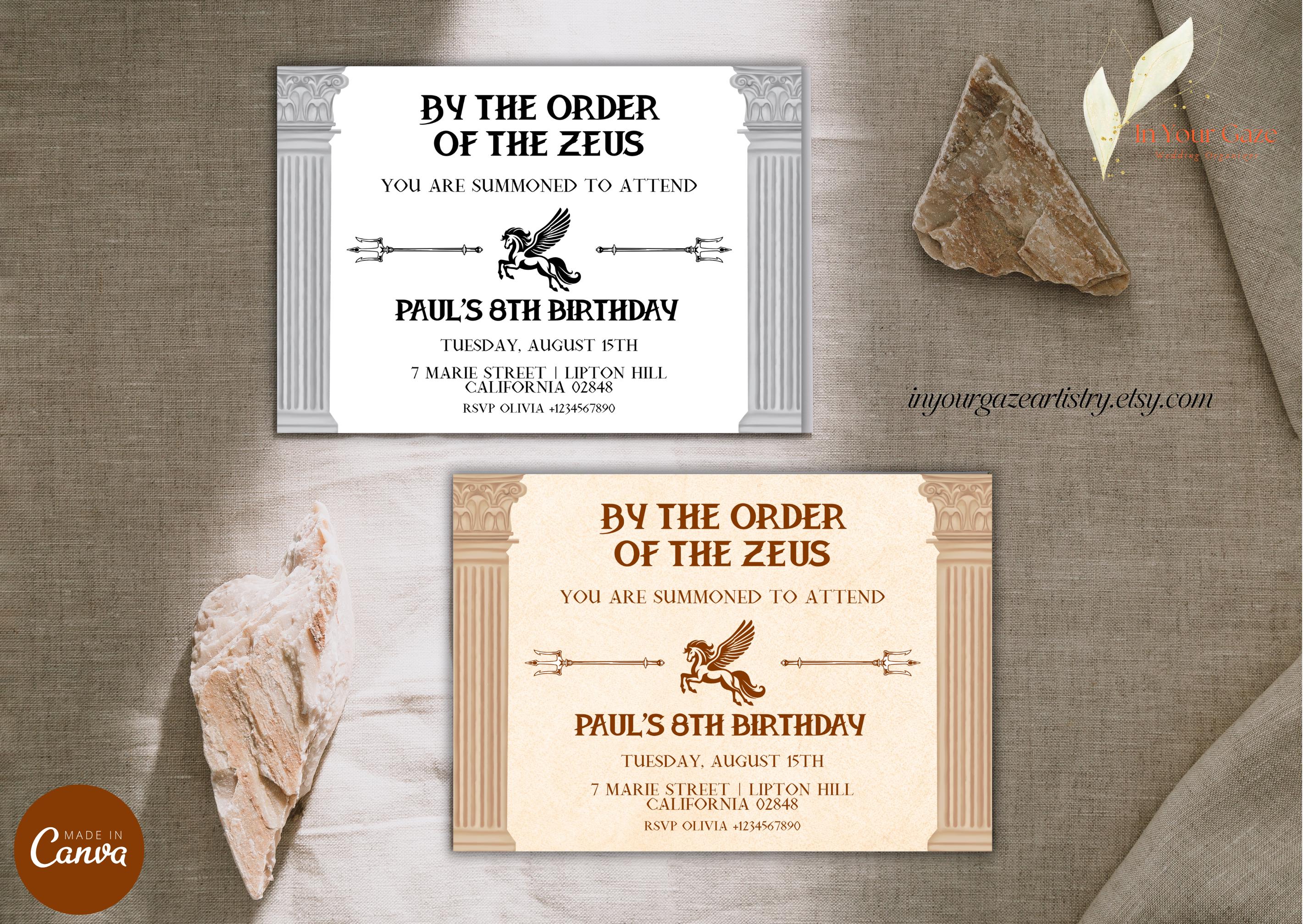 Vintage Percy Jackson Camp Half-blood Inspired Birthday Invitation ...