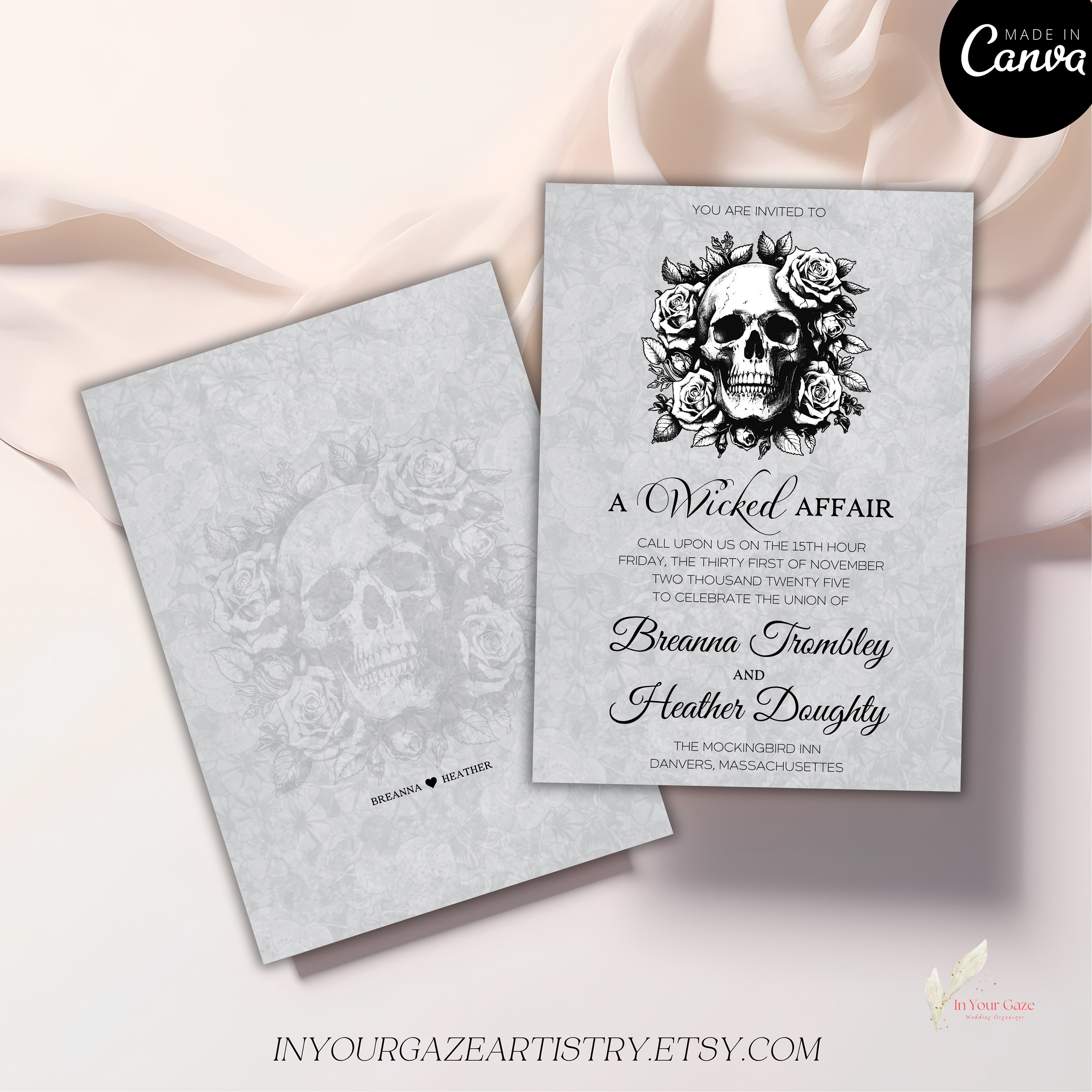A Wicked Affair Gothic Wedding Invitation Template, Halloween Wedding ...