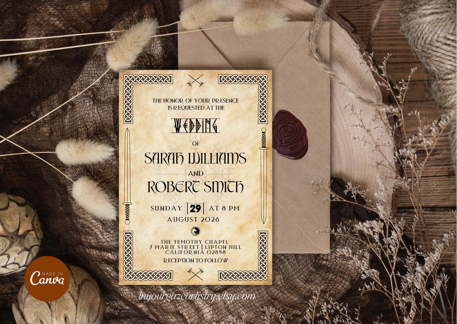 Norse Viking Wedding Invitation Set, Viking Invitation, Details and ...