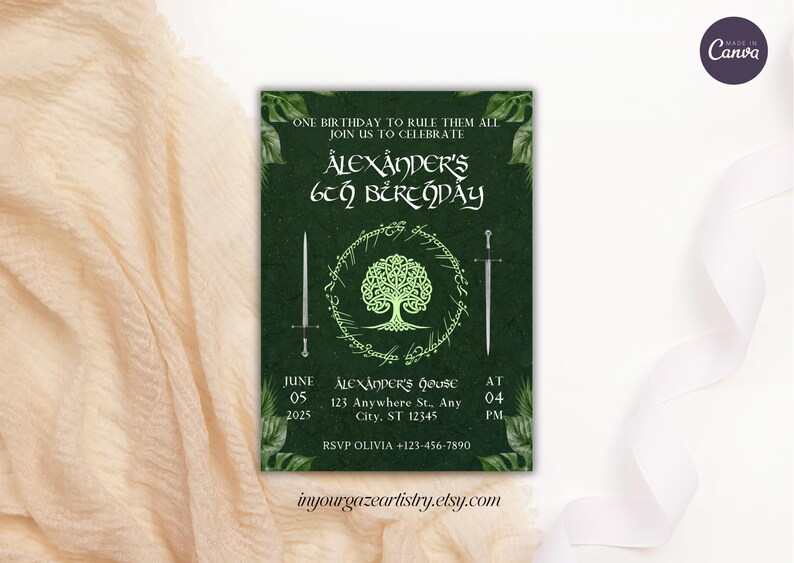 LOTR Birthday Invitation - One Birthday to Rule Them All - Editable ...