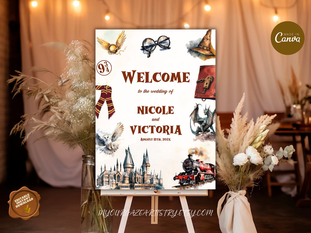 Wizard Themed Welcome Sign, Magical Wedding Sign, Baby Shower Sign ...