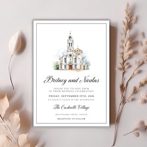 Chapel Wedding Invitation Set Template, Editable Christian Wedding ...