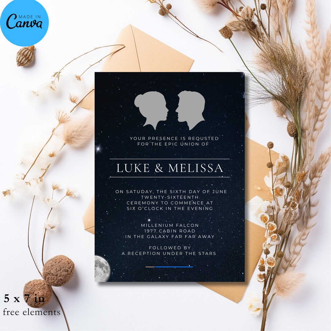 Galactic War Inspired Wedding Invitation Template, Digital Printable ...