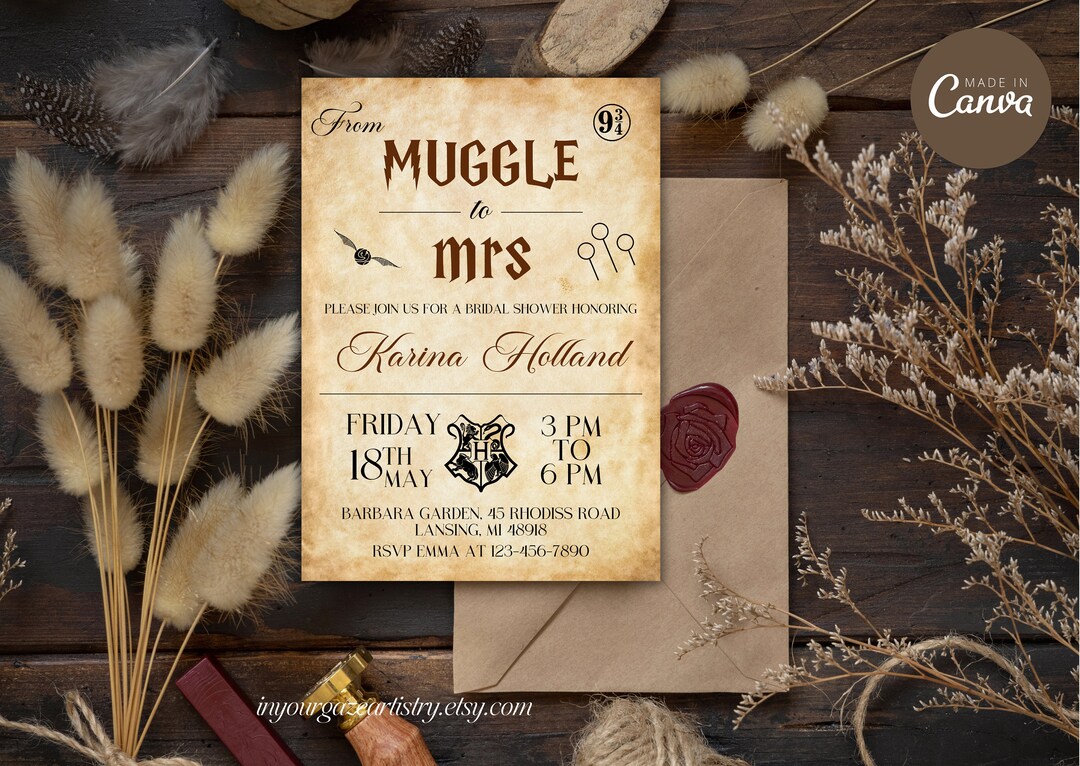 Vintage Wizard Bridal Shower Invitation Template, Magical Bridal Showed ...