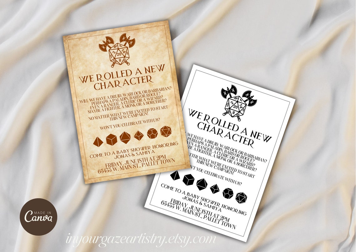 Dnd Baby Shower Invitation Template, Video Game Baby Shower, Nerdy Baby ...